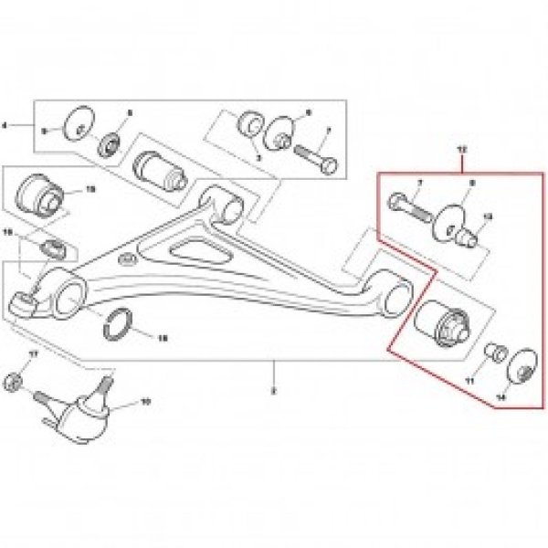 Buy BUSH KIT (1998-2001 Rear of lower triangle lever) (PD30984PA)